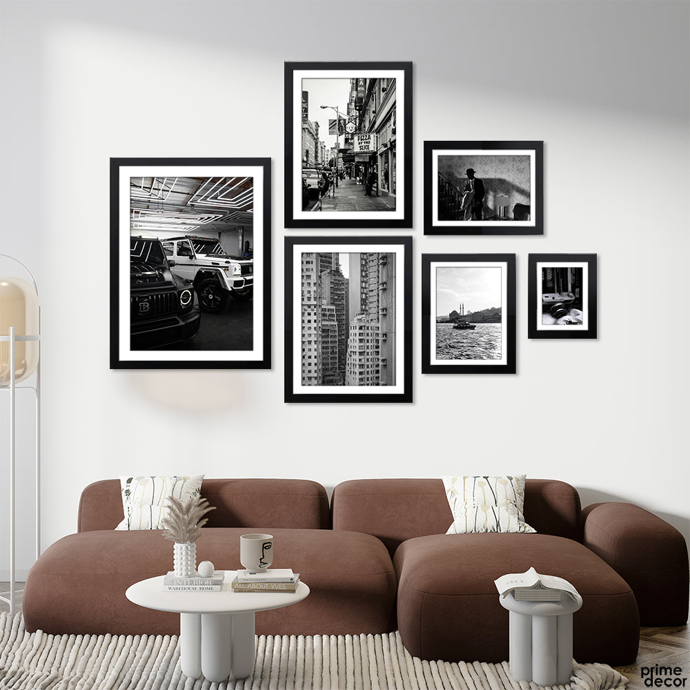 Urban Infrastructure Grayscale Luxury Artwork (6 Panel) Architecture W ...