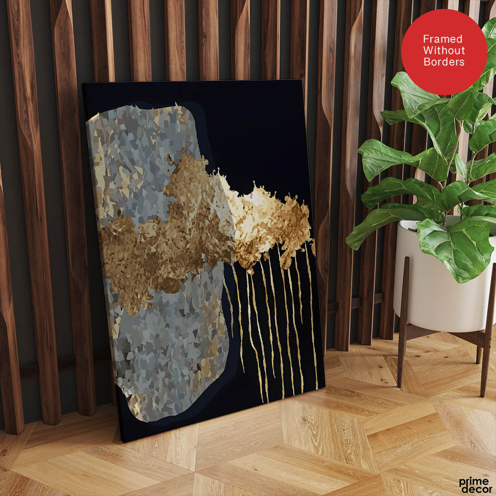 Dark Blue Grey & Gold Metallic Design | Abstract Office Artwork #0012 ...