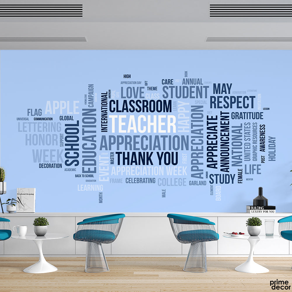 TEACHER CLASSROOM Mix Typography With Blue Background | Office Wallpap ...