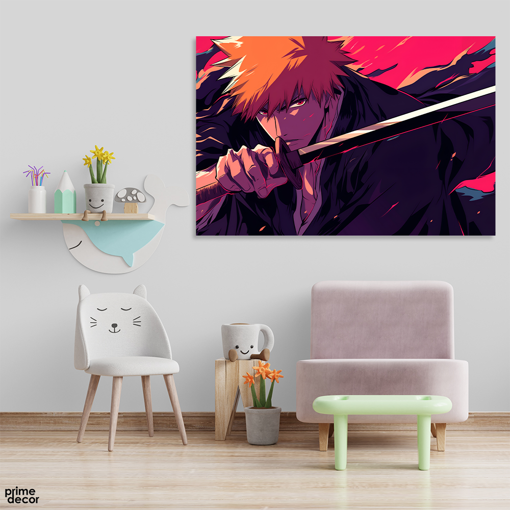 Ichigo Kurosaki With Sword (Single Panel) Anime Wall Art – Prime Décor