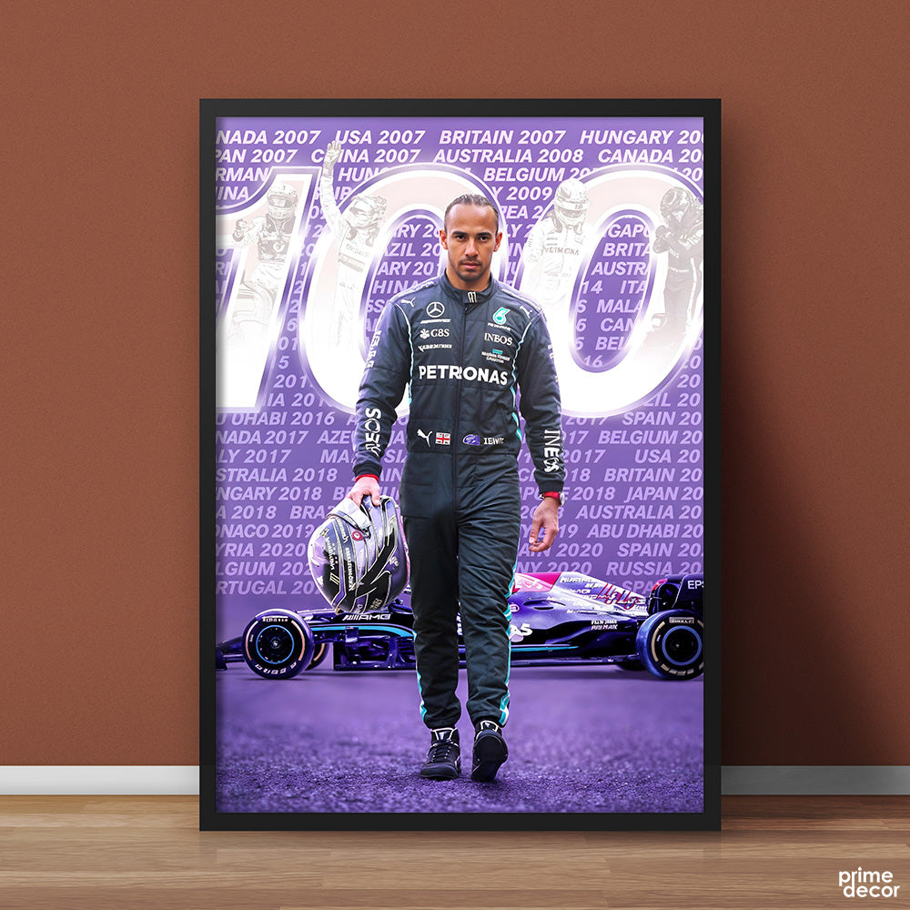 Lewis Hamilton 100 Typography On Purple Background Formula 1 Racing ...