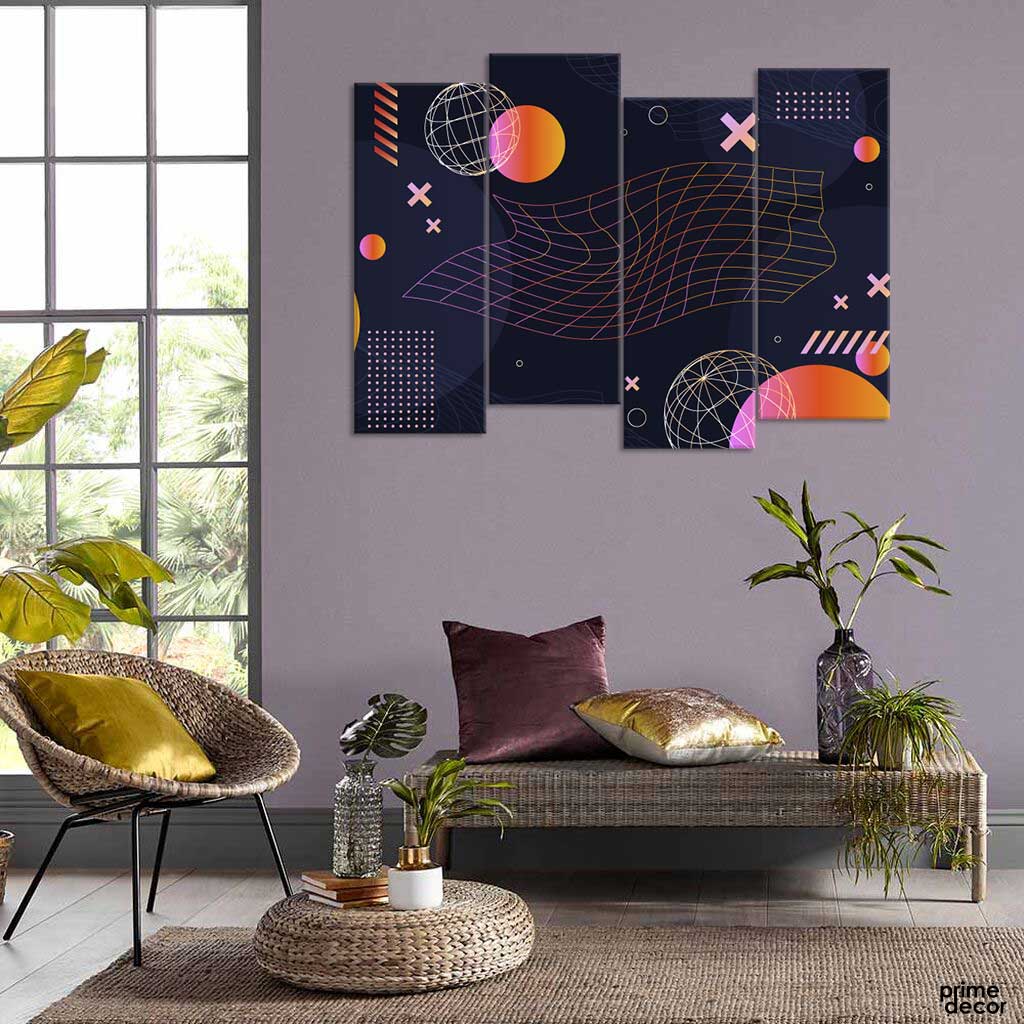 Abstract Geometric Background (4 Panels) | Abstract Wall Art – Prime Décor