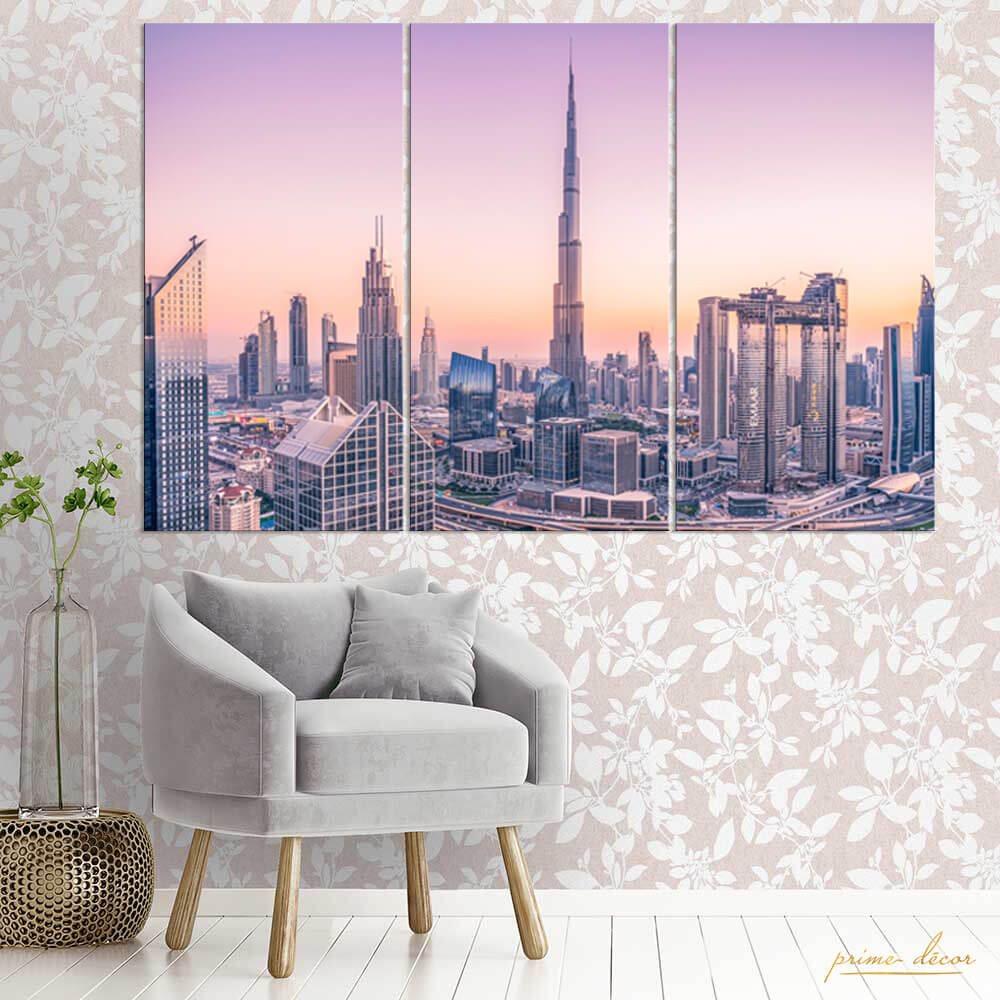 Burj Khalifa Dubai (3 Panel) Architecture Wall Art– Prime Décor