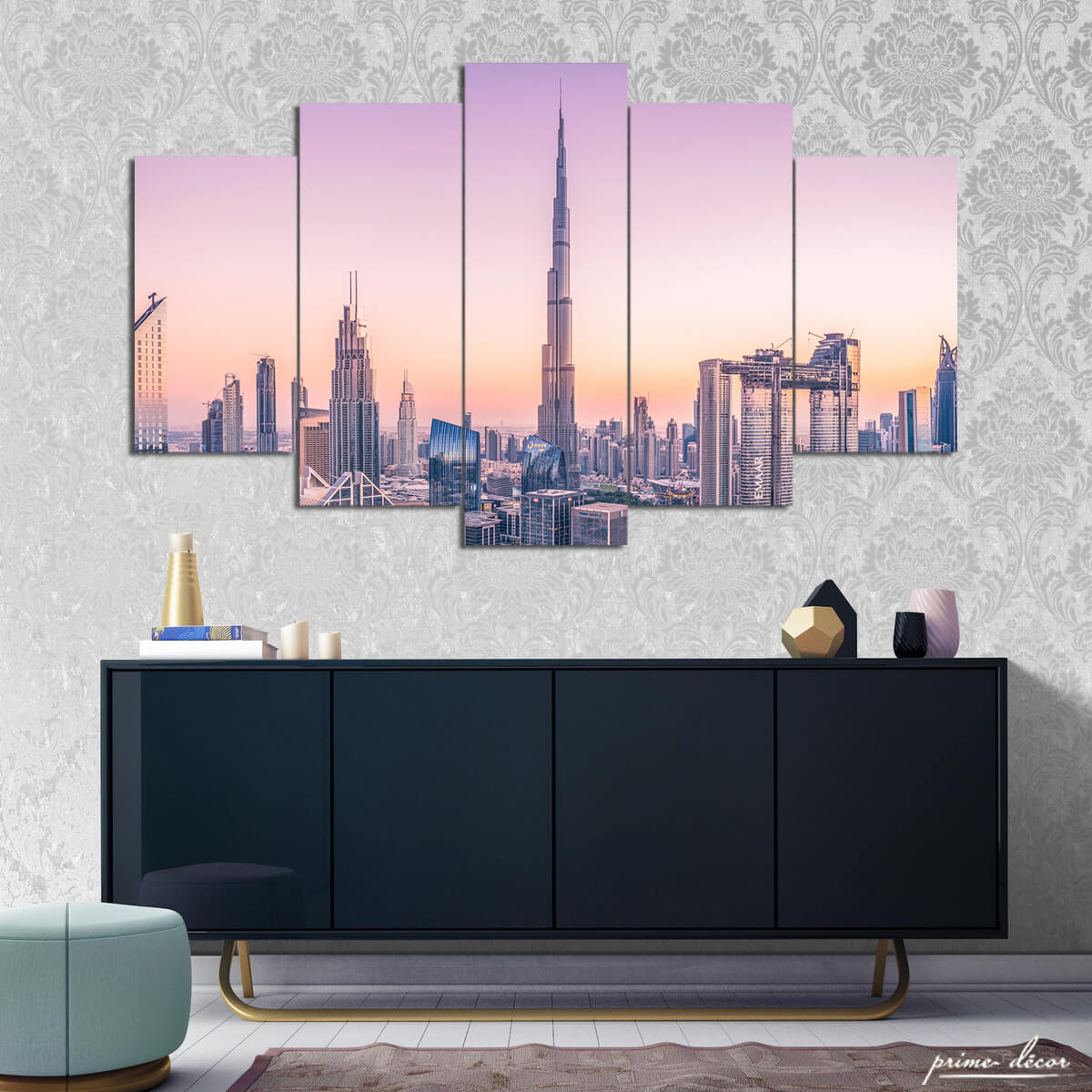 Burj Khalifa Dubai (5 Panel) Architecture Wall Art – Prime Décor