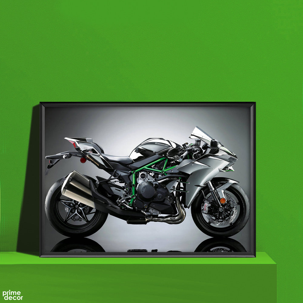 Kawasaki H2R Black & Green | Bike Poster Wall Art – Prime Décor