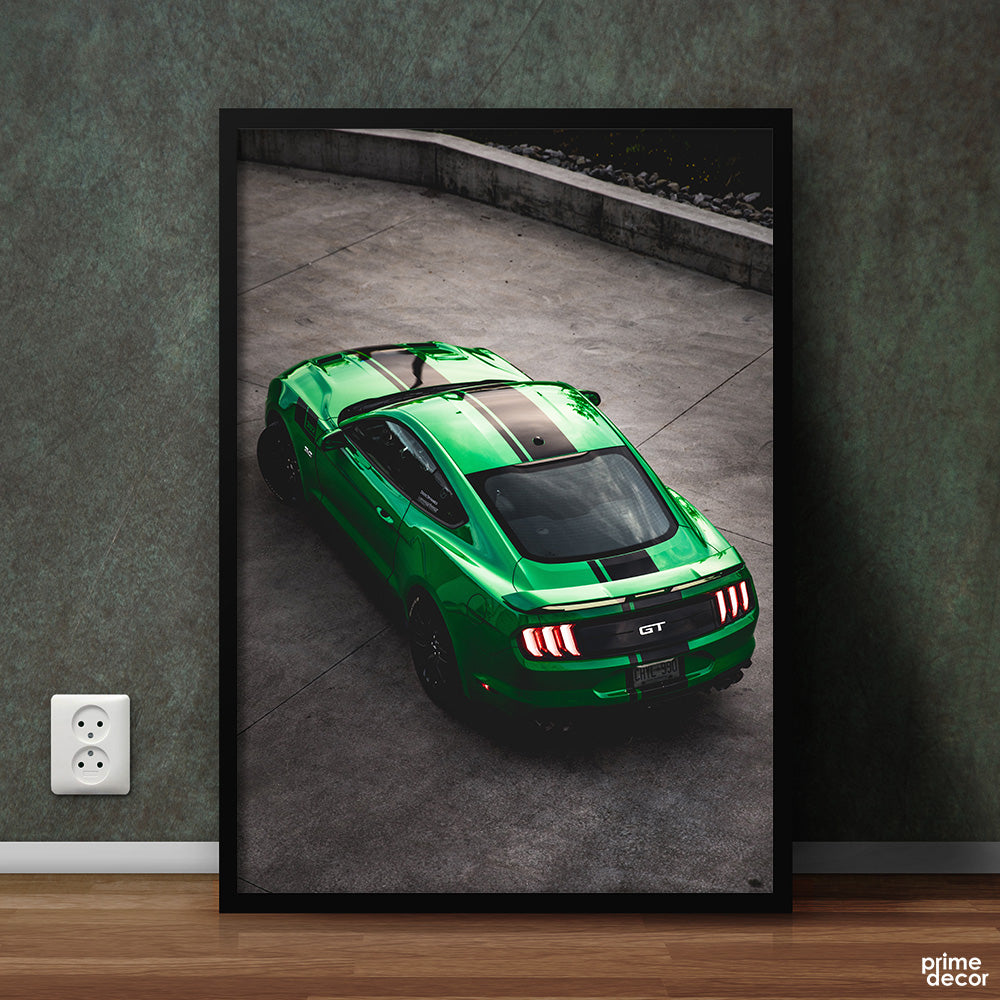 Ford Mustang in Green | Car Poster Wall Art – Prime Décor