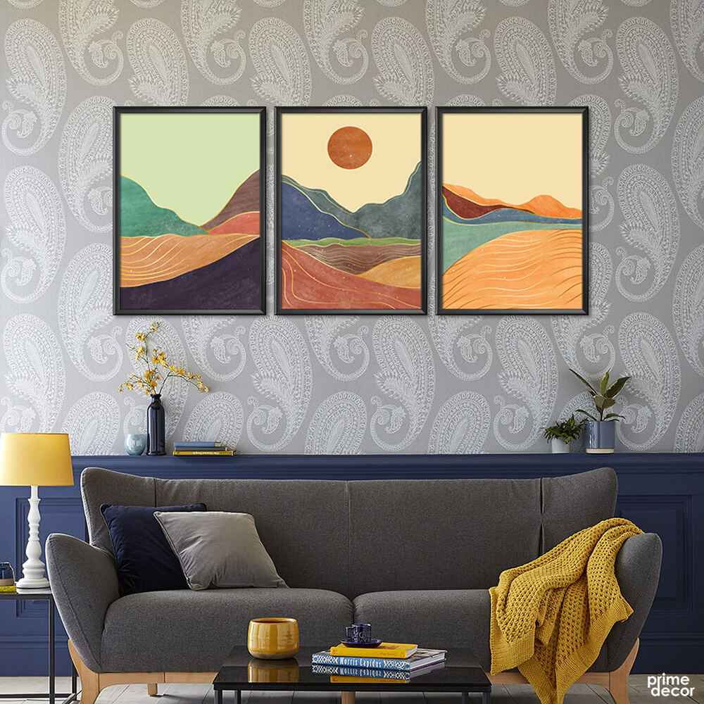 Colorful Abstract Hills (3 Panel) Abstract Wall Art – Prime Décor