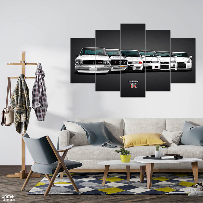 Nissan GTR Generations (5 Panel) Cars Wall Art – Prime Décor