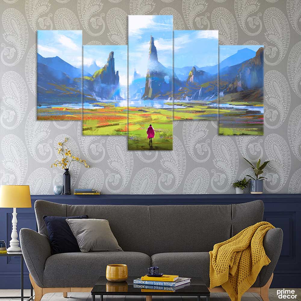 Natural Environment Digital Painting (5 Panel) | Landscape Wall Art ...